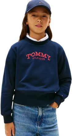Tommy Hilfiger M&auml;dchen High Rib Hem Crew Neck Kg0kg08989 Pullover-Sweatshirt, Blue (Dark Night Navy), 12 Jahre