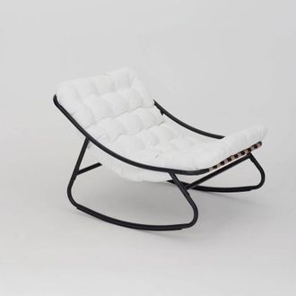Mobili Rebecca Schaukelstuhl Rebecca Mobili Qatran 74x78x101 Stahl Polyester Wei&szlig; Grau Modern