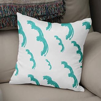 Bonamaison Le Jardin du Lin Kissen Zierkissenbezug Kissenbezug, Türkis & Weiß Dekoration, Weich Bequem, Für Zuhause Autos Büro Sofa Wohnzimmer Couch Schlafzimmer