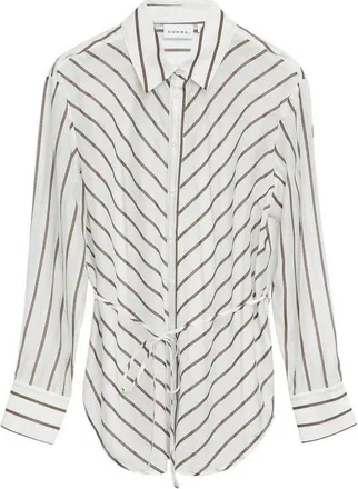 Comma Langarmbluse Bluse Semitransparente Lyocellmix-Bluse mit G&uuml;rtel