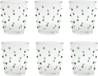 Zafferano Party Gl&auml;ser Set aus Borosilikatglas im Polka Dot Design (Gr&uuml;n)