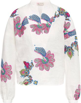 Maison Common Damen Leinenbluse mit Stickerei