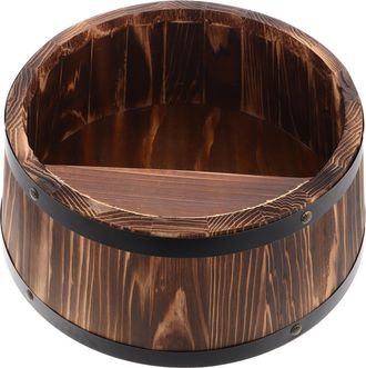 Angoily Rustikales Wandregal aus Holz und Eisen Weinfass Design 35X30cm Wandmontiertes Wein und Whiskyflaschenpr&auml;sentationsregal f&uuml;r Heimdekoration