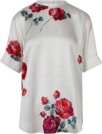 N&deg;21 Femme, Blouses et Chemises, Blanc, Taille: 42 FR Chemisier &agrave; imprim&eacute; floral &agrave; manches courtes