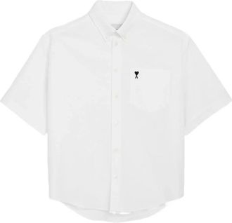 Ami Homme, Chemises, Blanc, Taille: XL Heart Embroidery Button-Down Shirt