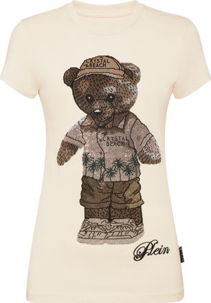 Philipp Plein Cotton Sexy Pure Fit T-Shirt Teddy Beach Crystal