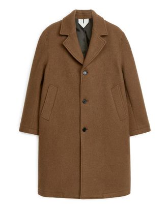 Arket Einreihiger Mantel Aus Wollmischung -Braun