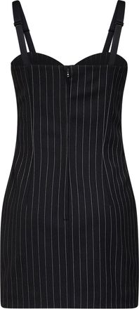 Dolce & Gabbana Pinstriped Wool Bustier Mini Dress - Black