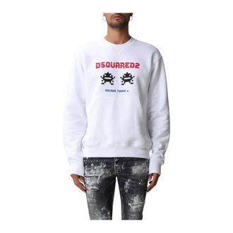 Dsquared2 Pixel Grafik Sweatshirt - - Sweatshirts & Hoodies - Herren - Wei&szlig; - XL