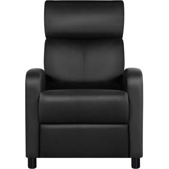 Yaheetech Relaxsessel Fernsehsessel Einzelsofa Ruhesessel mit Verstellbarer Beinablage Liegesessel aus Kunstleder Schwarz