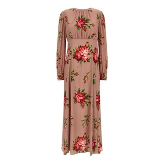 Dolce & Gabbana Femme, Robes, Rose, Taille: 38 FR Robe Longue Bouquet Rose