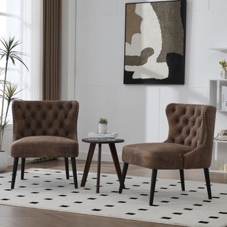 Suky Brand Samt Knopfleiste Punkt Einzel Sofa Stuhl, modernes Design ohne Arm mit Nieten Trim und Massivholz Beine f&uuml;r Schlafzimmer, Wohnzimmer, 61 x 65 x 80cm (