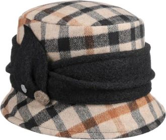 Lierys Chapeau en Laine Yalea Check Femme - Made in Italy pour lhiver Hiver Automne-Hiver - Taille Unique Beige