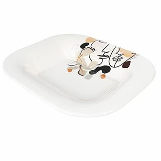 Villa D'Este Home Tivoli Rechteckige Servierteller aus Keramik, 44 x 36 cm, Face to Grey