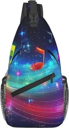 Generic Sac &agrave; bandouli&egrave;re color&eacute; vagues de notes de musique sac &agrave; bandouli&egrave;re sac &agrave; dos de voyage sac &agrave; dos bandouli&egrave;re pour homme sac &agrave; dos de randonn&eacute;e