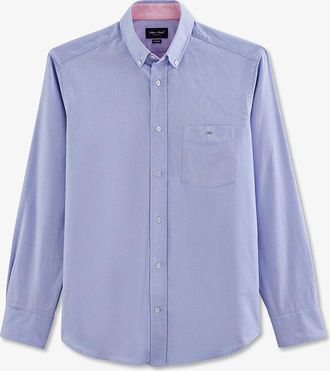Eden Park Chemise Bleu Clair Unie En Coton Old Ref Pp