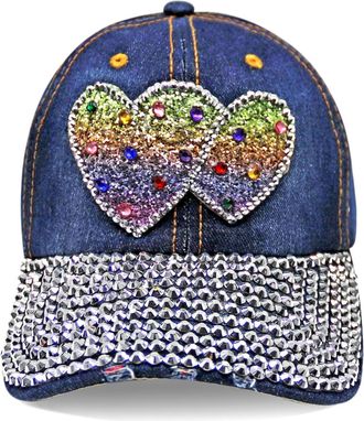 Glamexx24 Jeans Baseball Cap Damen Verstellbare Basecap mit Strasssteinen Atmungsaktive Baumwolle Baseballkappe f&uuml;r Outdoor Running Tennis Golf