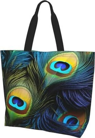 Generic Motif De Plumes De Paon Sac A Main Femmes Imperm&eacute;able Sacs D&eacute;contract&eacute; Sac Courses Pour Gym Travail Shopping