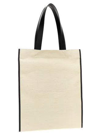 Jil Sander Mens Bicolor Cotton Canvas Tote Beige Acrylic