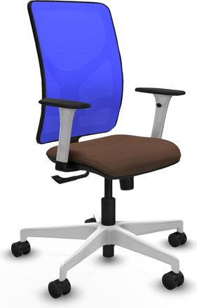 Piqueras y Crespo Rollstuhl f&uuml;r den Schreibtisch mit wei&szlig;en und schwarzen Armlehnen, h&ouml;henverstellbare Lendenwirbelst&uuml;tze, ausgestattet mit 3 Positionen, Blau/Dunkelbra