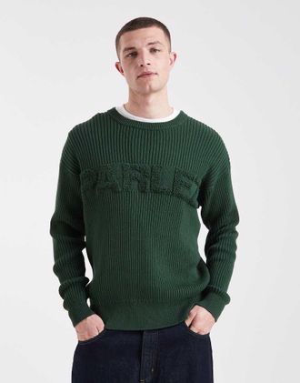 Parlez Clothing Strickpullover in Dunkelgr&uuml;n mit Logo