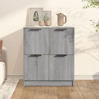 vidaXL Vidaxl - Buffet gris 60x30x70 cm en bois ding&eacute;nierie - 4 portes pour rangement - Style moderne et robuste - Parfait pour salons et salles &agrave; manger