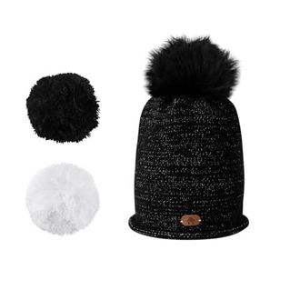 Cabaia CABAIA - Bonnet Femme et Homme en Coton Bio avec 3 Pompons Interchangeables - Design Fran&ccedil;ais - Syst&eacute;me aimant&eacute;e pour Un Ajustement Adapt&eacute; - Collectio