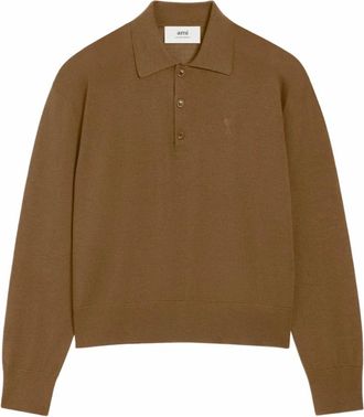 Ami Homme, Pulls, Brun, Taille: M Tricot col en V