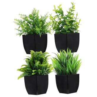 Valiclud 4st&uuml;cke Mini Kunstpflanzen Im Schwarzen Topf Realistische Plastikpflanzen F&uuml;r Innenbereich Kleine Kunstpflanze Zur Dekoration F&uuml;r Zuhause B&uuml;ro Tisch