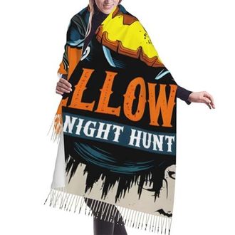 Generic Halloween Avec Citrouille, Chauve-Souris, Fant&ocirc;me Et Cr&acirc;ne Femme &Eacute;charpe Longue Ch&acirc;le Wrap &Eacute;l&eacute;gant Foulard Pour Soir&eacute;e Automne Mariage Hiver