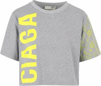 Brand Unique Femme, Tops, Gris, Taille: 38 FR Cropped Short-Sleeve T-Shirt
