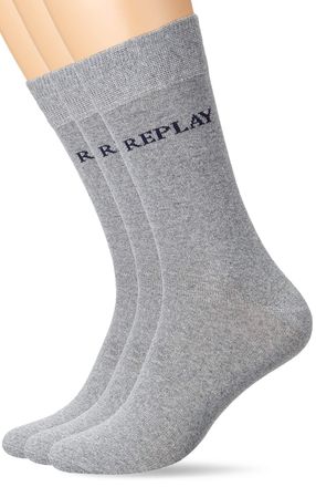 Replay Herren Socken lang 3er-Set, Grey Melange/Dark Blue N165 (Grau), 39-42