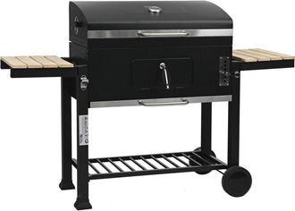 Habitat et Jardin Barbecue charbon avec tablettes lat&eacute;rales et grilles r&eacute;glables Marquis - Noir