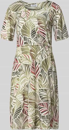 More & More Knielanges Kleid im Allover-Look mit Rundhalsausschnitt