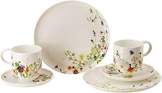 Rosenthal Brillance Grand Air, Set 6-tlg., Bone China, Mehrfarbig, Becher mit Henkel Ø 7,4 cm, 0,34 l, Untertasse Ø 14,5 cm und Speiseteller Ø 27,2, Spülmaschin
