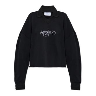 Off-white Femme, Sweatshirts et sweats &agrave; capuche, Noir, Taille: 42 FR SweaT-shirt oversize col en V