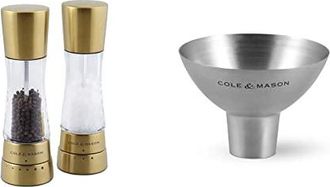 Cole & Mason H332017 Derwent Salz und Pfeffer M&uuml;hle Set (Gold) / Cole & Mason H611928CS Dover Edelstahltrichter | Bundle