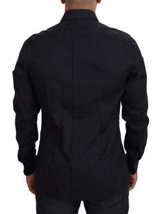 Dolce & Gabbana Mens Black Roses Slim Fit Cotton Shirt