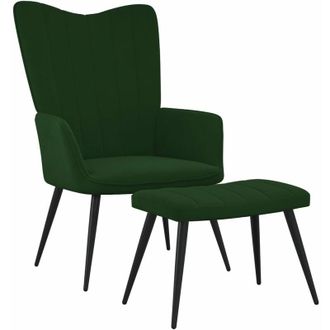 vidaXL Relaxsessel mit Hocker Dunkelgr&uuml;n Samt - Vidaxl
