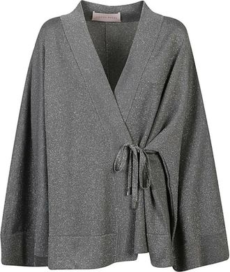 Circus Hotel Femme, Pulls, Gris, Taille: 36 FR Kimono M&eacute;tallis&eacute; Crois&eacute;