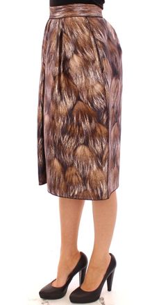 Dolce & Gabbana Womens Brown Floral Silk Straight Full Skirt