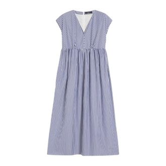 Max Mara Ausgestelltes Kleid aus Baumwollpopeline - - Dresses - Damen - Blau - M