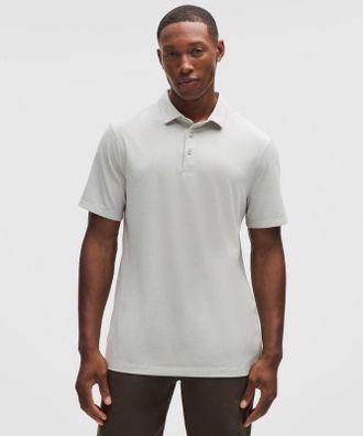 lululemon Evolution Kurzarm-Poloshirt f&uuml;r M&auml;nner - Gr&ouml;&szlig;e 2XL in Heathered Dove Grey