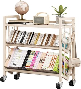 Generic 360&deg; drehbares, klappbares Aufbewahrungsregal, stabiles B&uuml;cherregal mit Rollen, K&uuml;chenregal aus Stahl, mobiles Regalsystem for B&uuml;ro und Garage(90 * 25