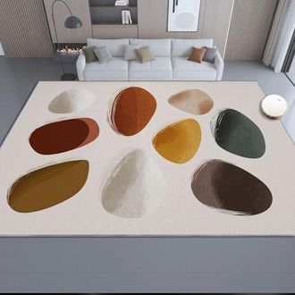 Generic Beige Tapis de Salon Chambre, Abstrait Minimaliste Aplats De Couleur Lavable en Machine Super Doux Antid&eacute;rapant Tapis 120 x 180 cm - Poils Ras Doux po