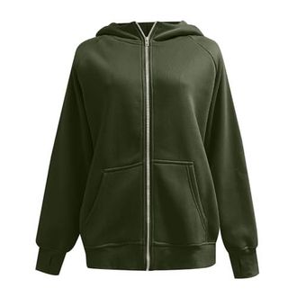 Generic Vestes pour femmes 2026 &agrave; la mode avec fermeture &eacute;clair et poche pour lautomne et lhiver, vert militaire, XXL