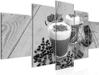 Runa Art Wandbilder Küche Kaffee 5 Teilig Bild auf Vlies Leinwand Deko Esszimmer Küchenbilder Küchenbilder Schwarz Weiss 014552c