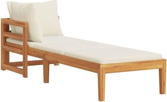 vidaXL Sonnenliege mit 1 Armlehne Cremeweiß Massivholz Akazie - Vidaxl
