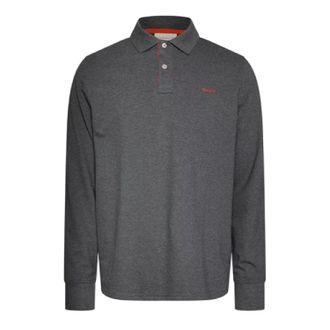 GANT Poloshirt f&uuml;r Herren, Piqu&eacute;, Lang&auml;rmlig (Schwarzgrau)