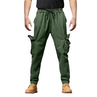 Generic Benito Pantalon cargo pour homme avec ceinture en tissu - Coupe ample - Pantalon chino - Pantalon de loisirs - Pantalon de travail - Pantalon &eacute;l&eacute;gant 